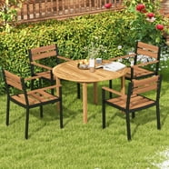 LuuNguyen Outdoor Hardwood Dining Table, Natural Wood Finish - Walmart.com