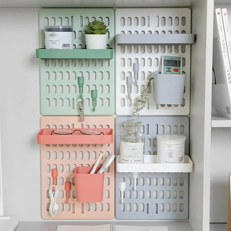 Wall Mounted Hole Board Wall Shelf Storage Rack For Kitchen Home ...