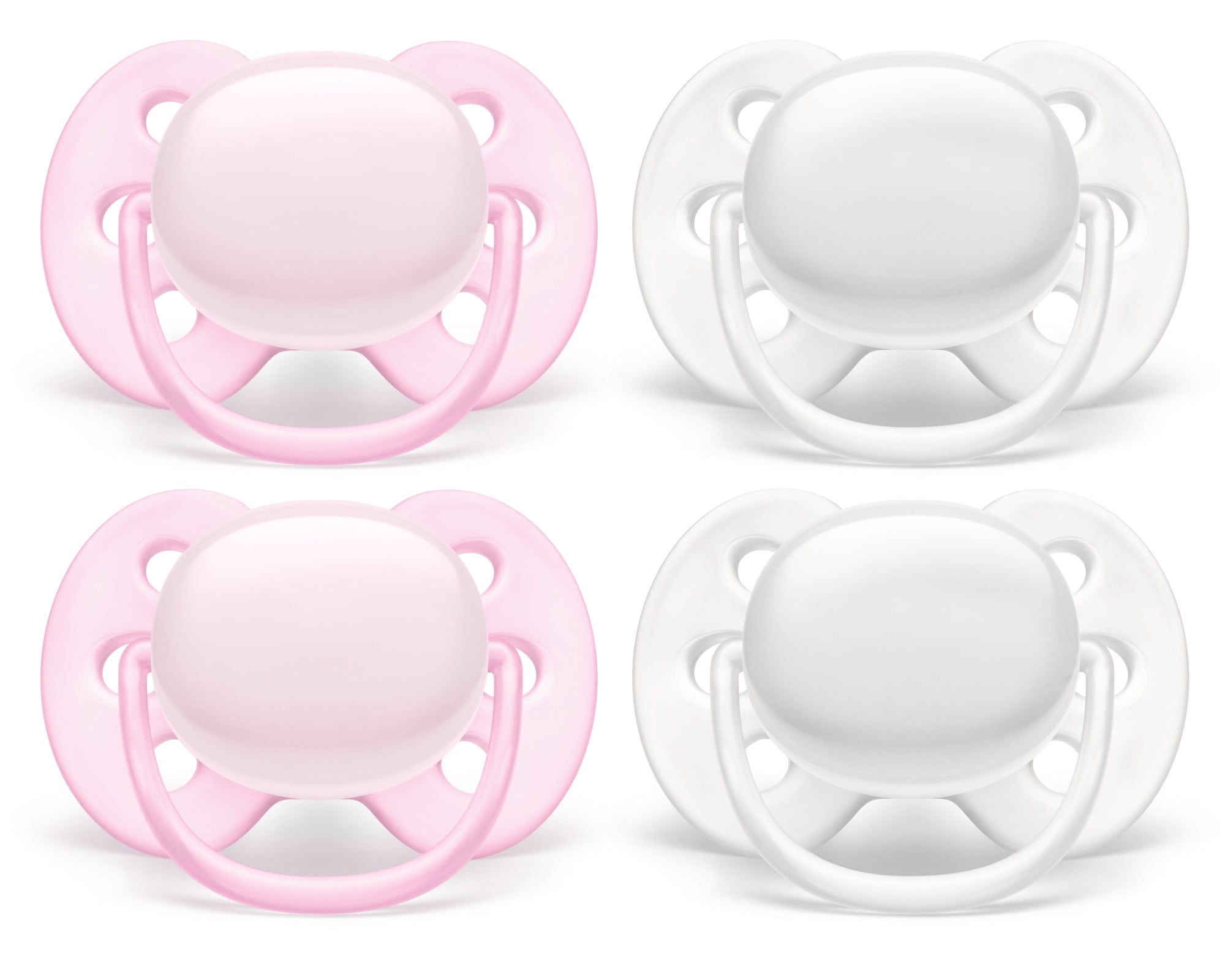 Philips Avent Ultra Soft Pacifier, 0-6 Months, Arctic White / Pink, 4 ...