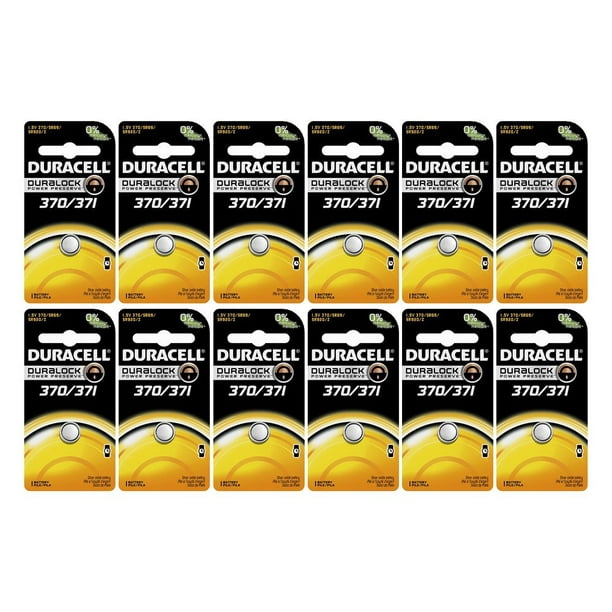 12-Pack Duracell 370/371 Batteries 1.5 Volt Silver Oxide Coin Button ...