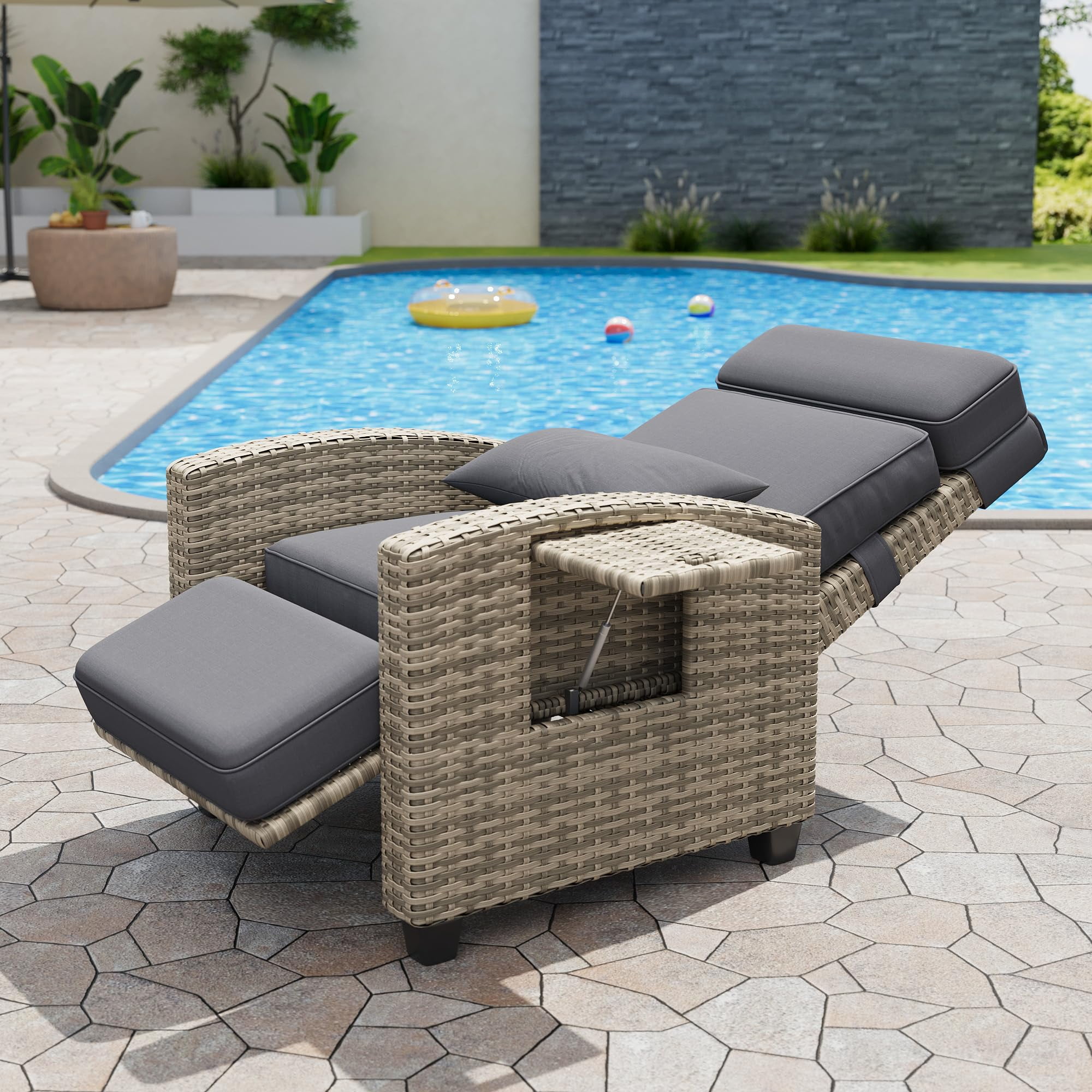 Click here for Edtara Outdoor Wicker Recliner Chair  145° Adjusta... prices