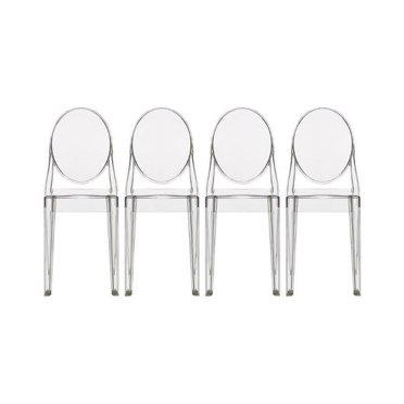Modway Casper 18.5" Sturdy Acrylic Plastic Dining Chairs in Blue (Set ...