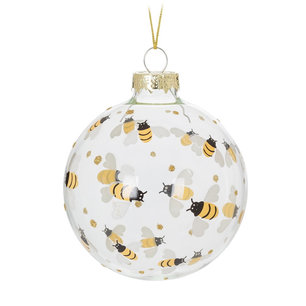 Christmas Tree Decor: Seasonal Set of 4 Buzzing Bee Ball Ornament ...