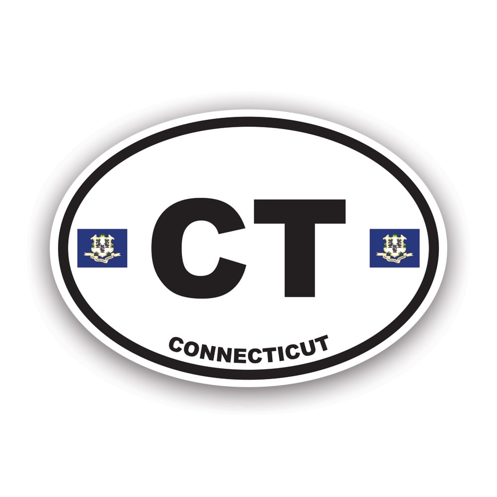 Connecticut Flag Oval Sticker Decal - Self Adhesive Vinyl ...