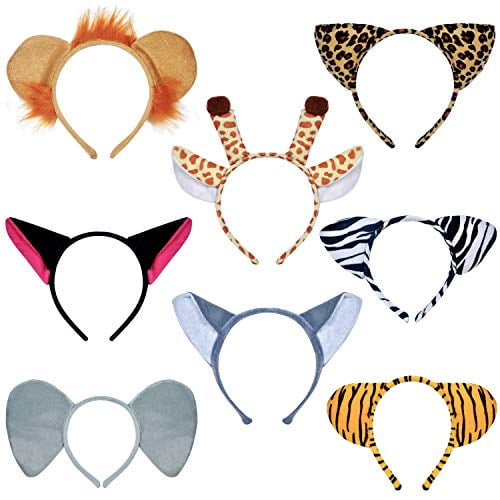 8 Pack Animal Headbands Jungle Safari Zoo Animals Headbands Plush ...