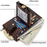 DEFNES Genuine Leather Bifold Wallet for Men with Zippered Security ...