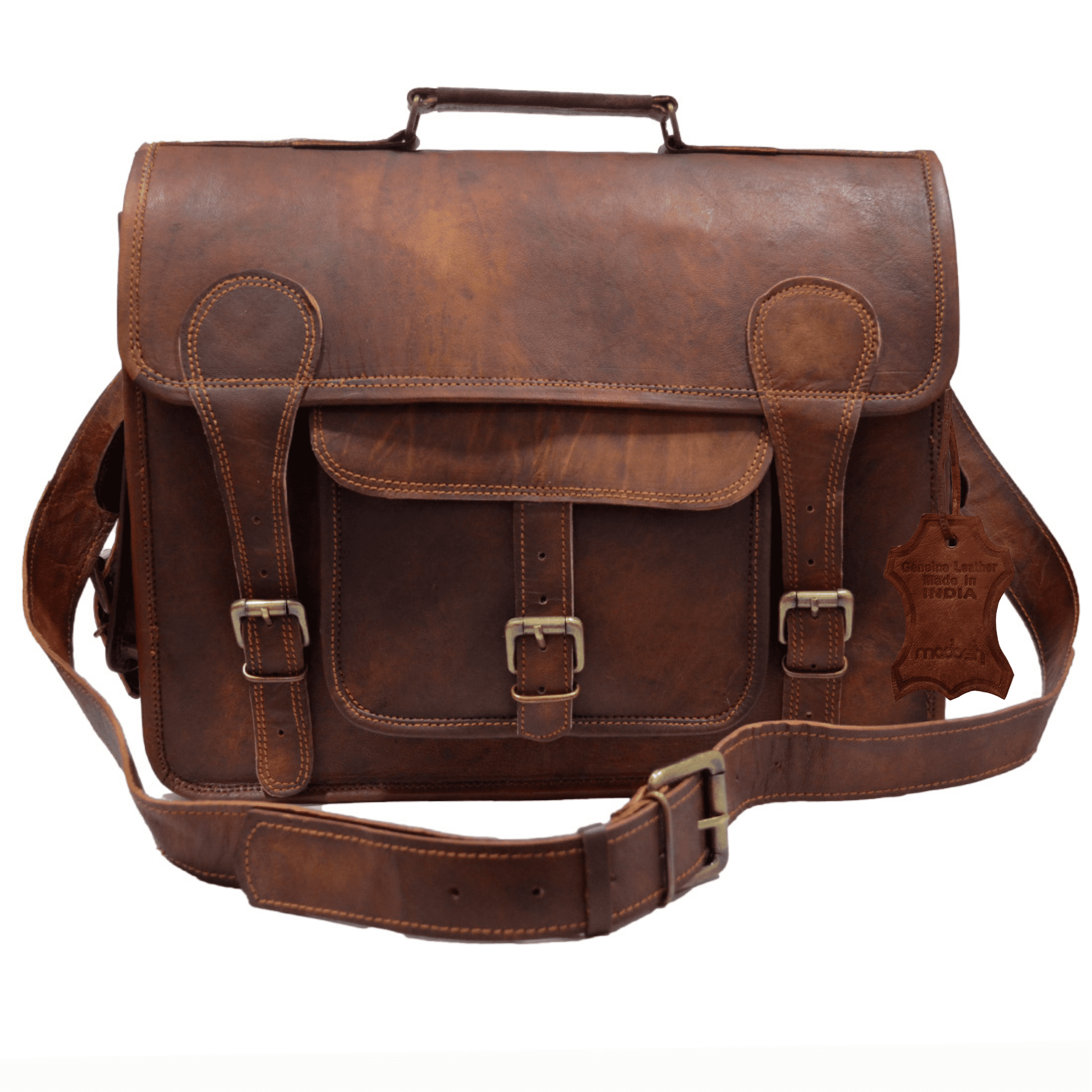 Men's Shoulder Briefcase Camera Messenger Bag Genuine Leather DSLR Bag ...