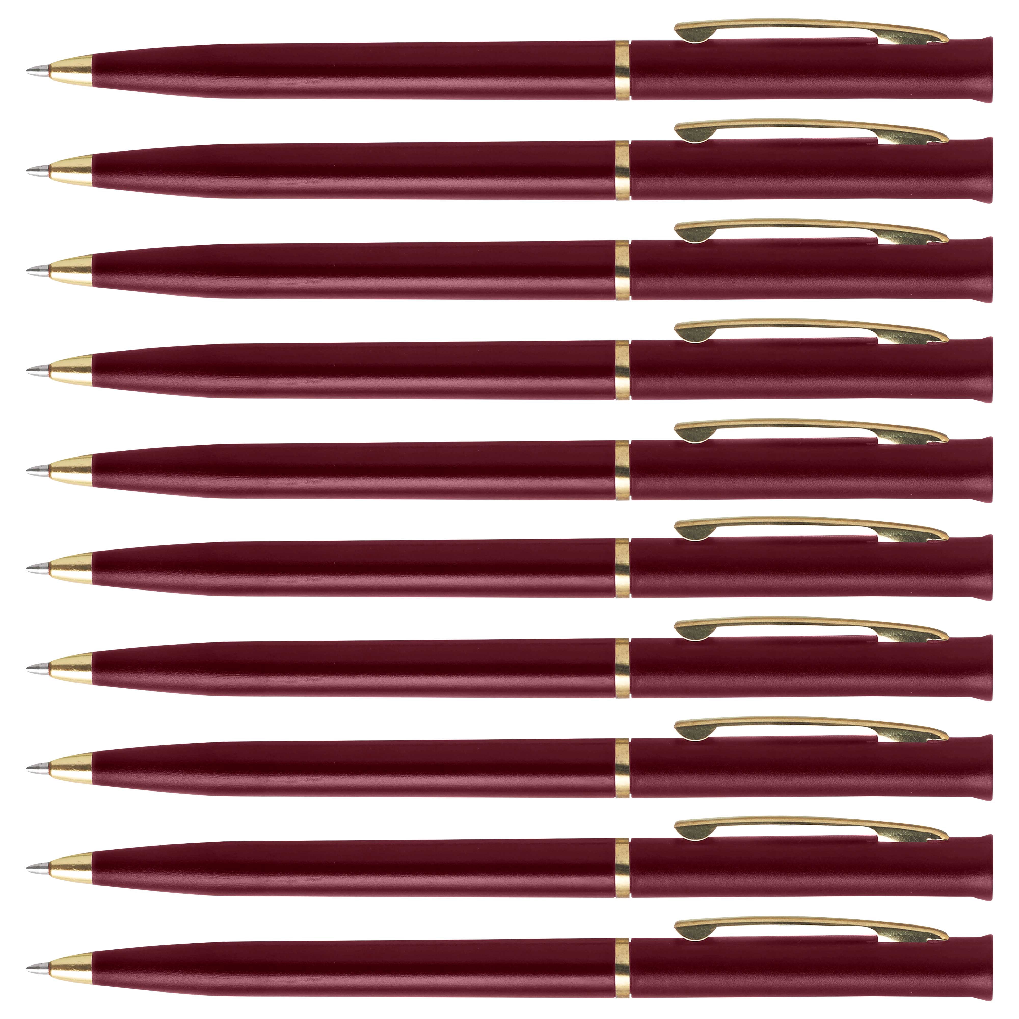 10 Alston Hotel Pens Pack - Ballpoint, Gold Metal Accent - Burgundy ...