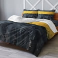 4 Piece Duvet Cover Set Full, Minimalist Black Yellow Color Block Soft ...