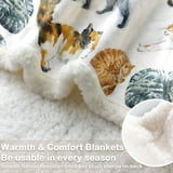 Colorful Cat Fleece Throw Blanket for Couch Chair Fuzzy Kitten Print ...