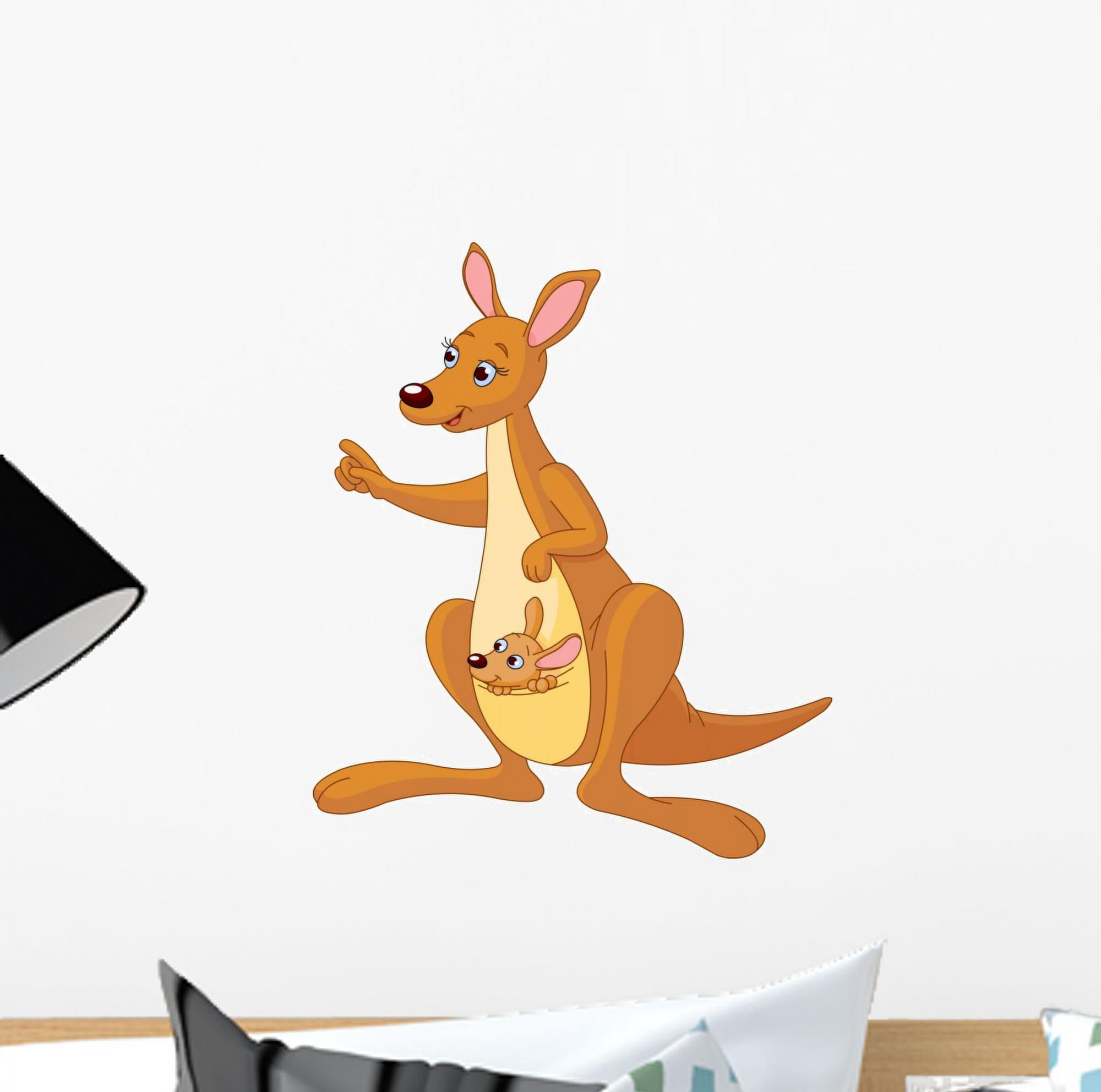 Kangaroo and Joey Wall Decal Mural by Wallmonkeys Peel and Stick ...