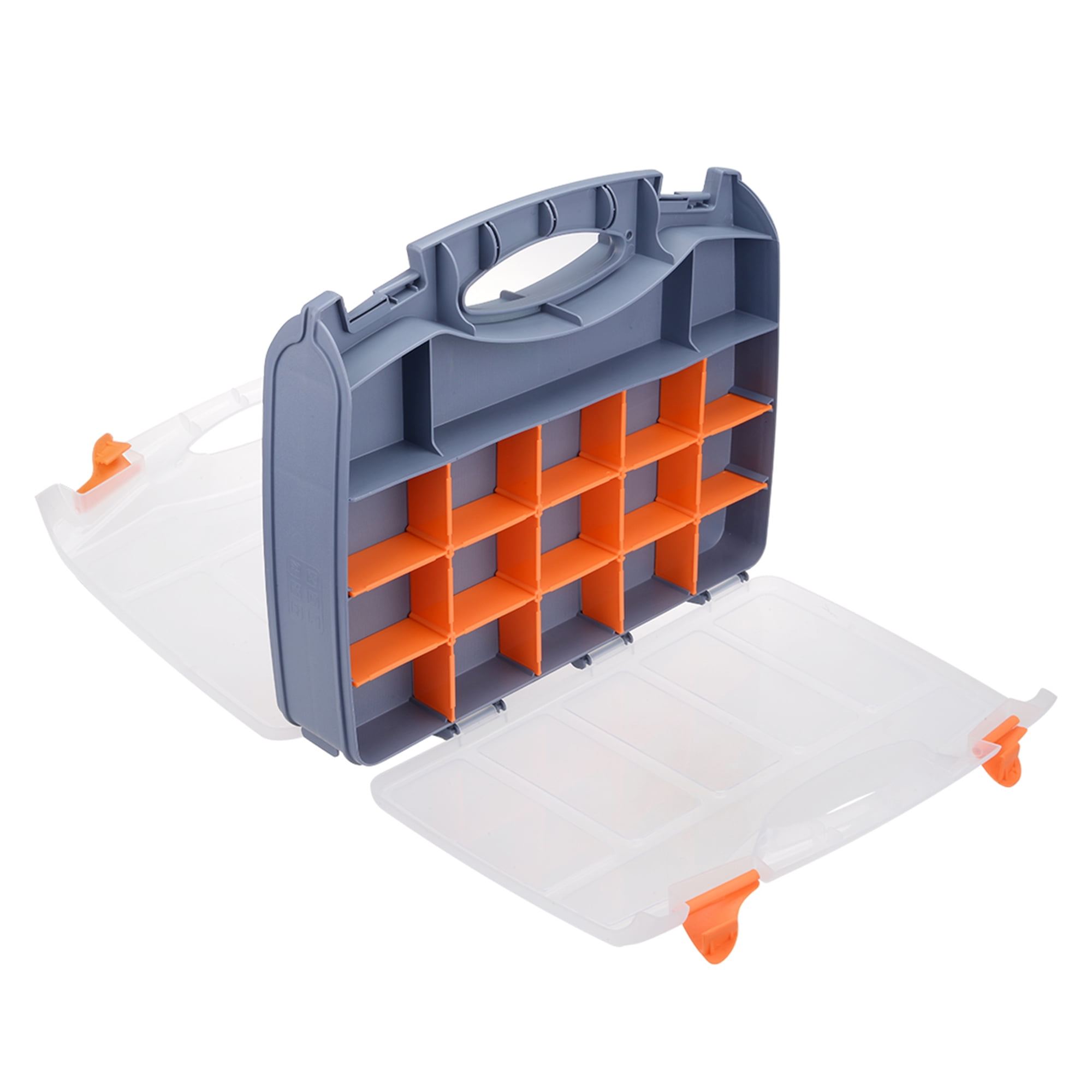 15-inch Tool Box, Plastic Tool Box with Tray and Organizers Includes ...