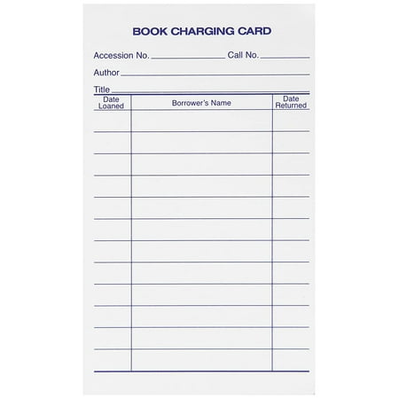 School Smart 1485891 Circulation Due/Returned Date Cards Record Book, 3 ...