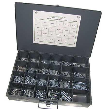 Northeast Fasteners Phillips Flat Head Wood Screw Assortment,1475 ...