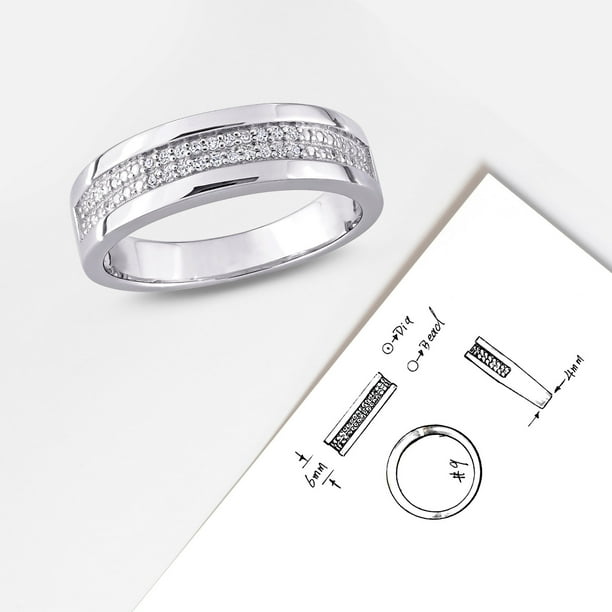 Everly Men's Round-Cut 1/2 CT T.W. Diamond Studded Sterling Everly Men's Round-Cut 1/2 CT T.W. Diamond Studded Sterling