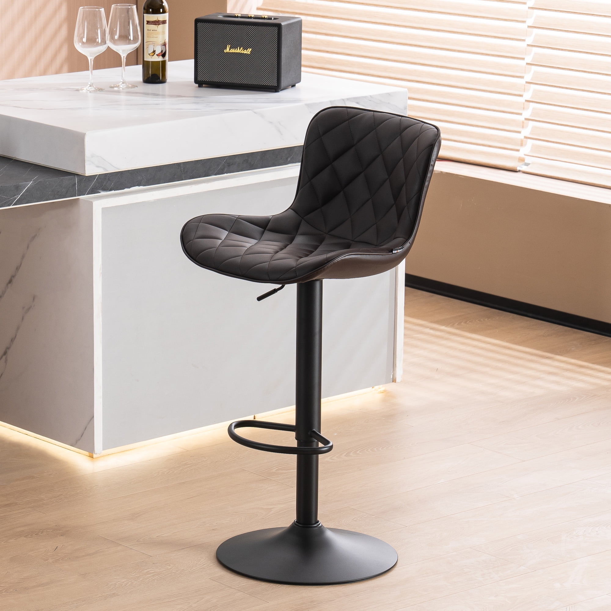 Kidol&Shellder Bar Stools 1 Pcs Brown Adjustable Swivel High Back ...