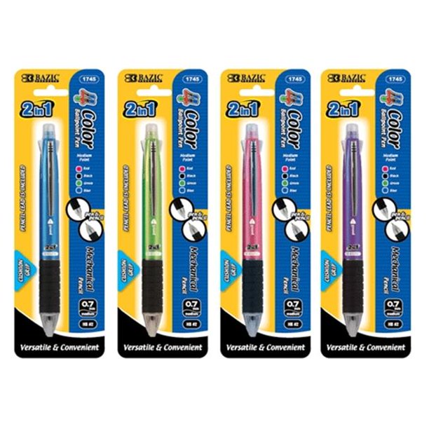 Bazic Products 1745-144 BAZIC 2 In 1 Mechanical Pencil & 4-Color Pen ...