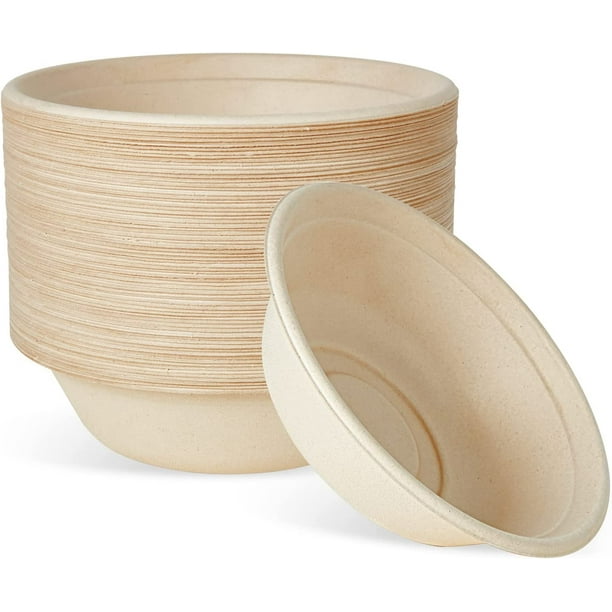 100 Pack 12oz Disposable Paper Bowls - Compostable Eco-Friendly ...