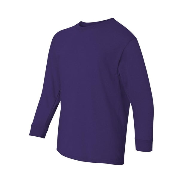 Gildan - Heavy Cotton Youth Long Sleeve T-Shirt - 5400B - Purple - Size ...