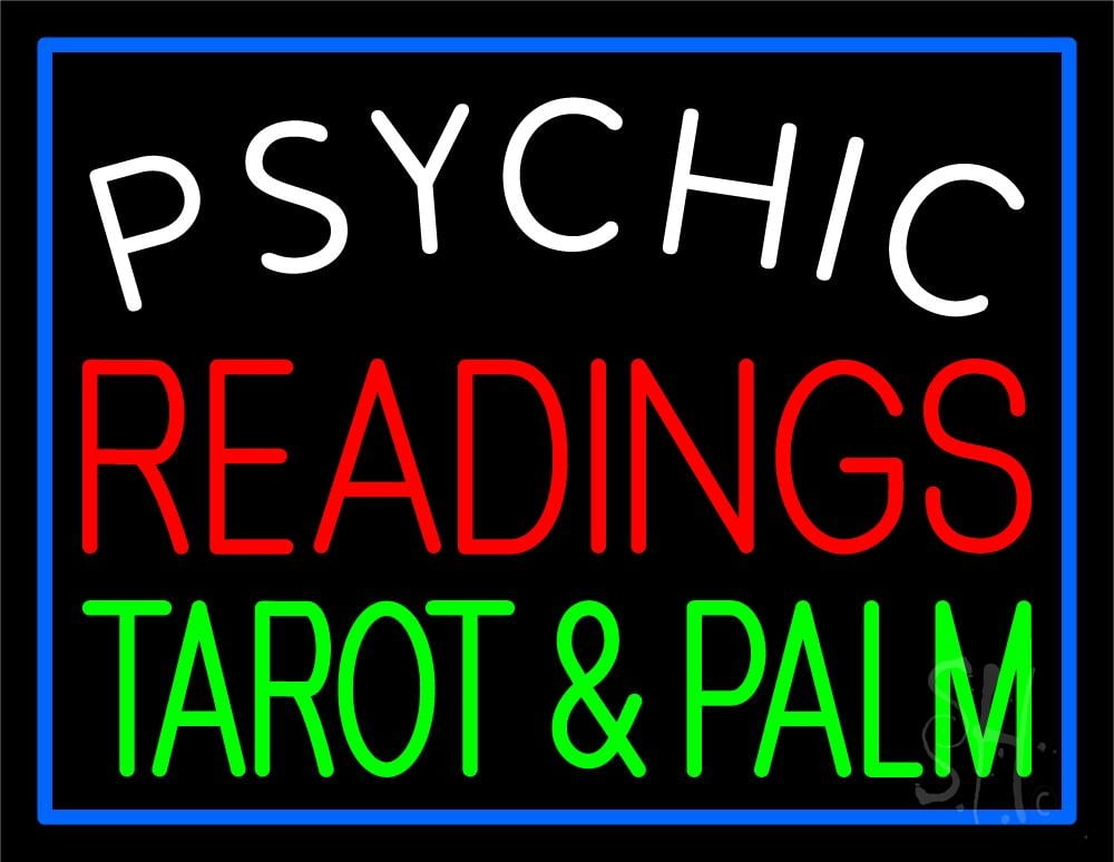 White Psychic Red Readings Green Tarot And Palm LED Neon Sign 15" Tall ...