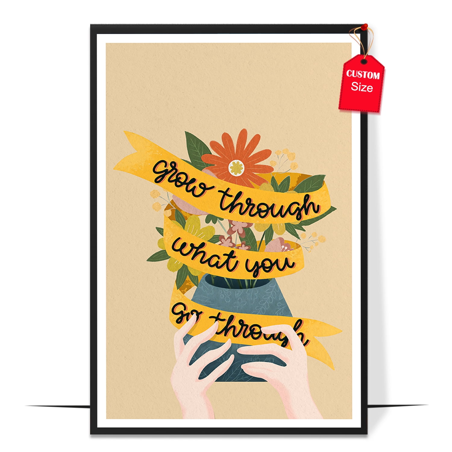LOLUIS Grow Through What You Go Through Poster, Mental Health Quote ...