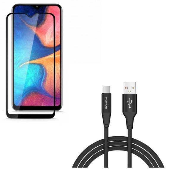 Galaxy A50/A20 Tempered Glass Privacy Screen Protector w Type-C 6ft USB ...
