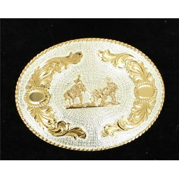 Crumrine C1037111 Oval Edge Team Roper Rider Racer Buckle, Shiny Silver ...