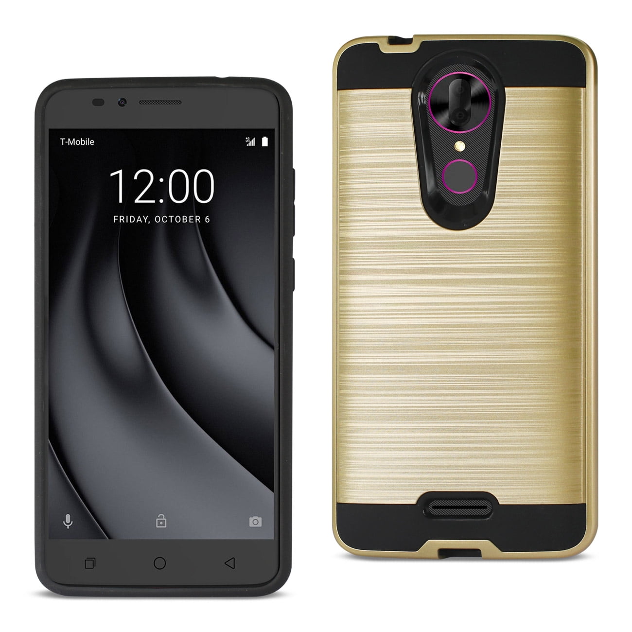 Coolpad Revvl Plus Hybrid Metal Brushed Texture Case In Gold - Walmart.com
