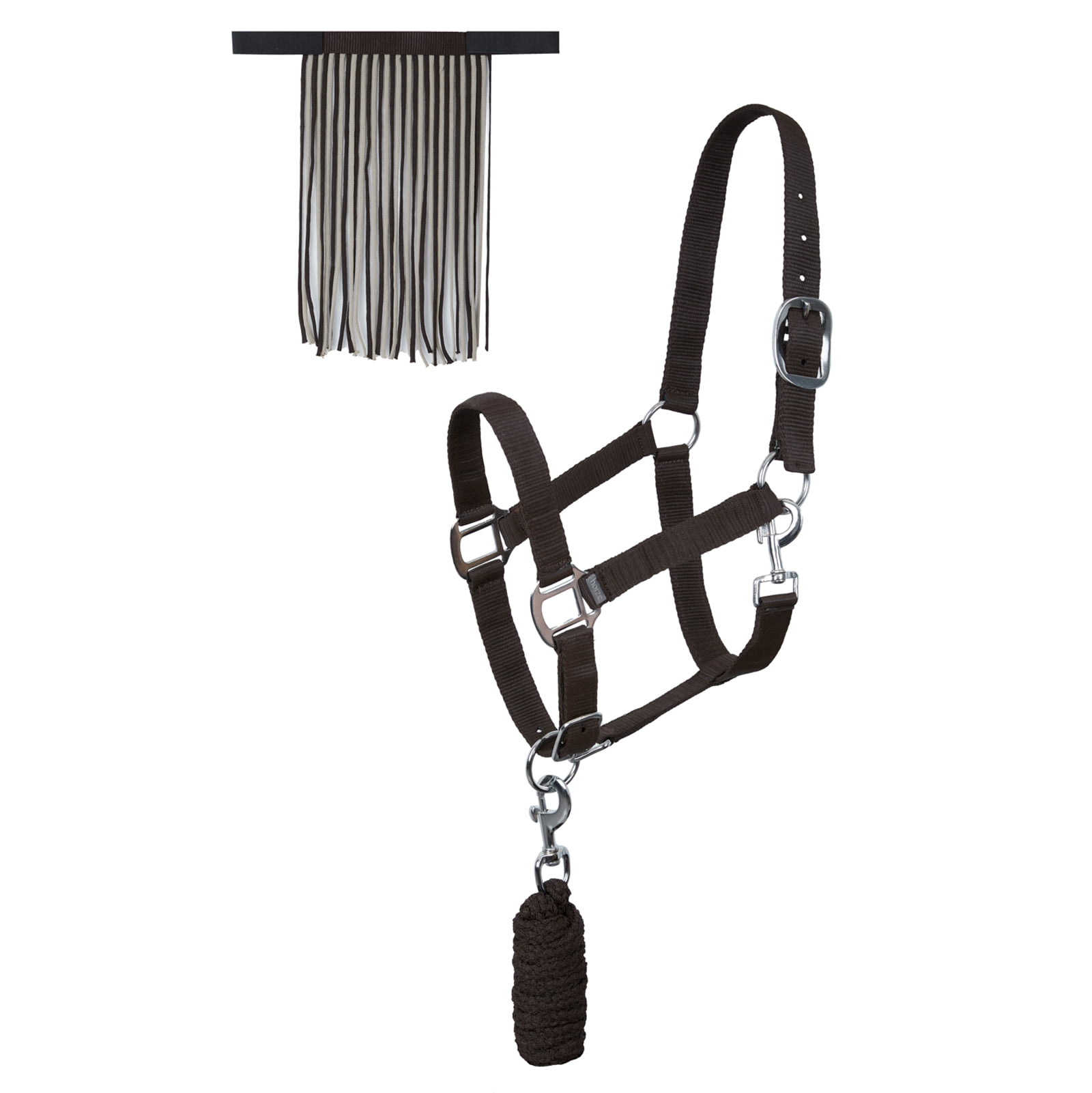 HORZE Moreton Adjustable Horse Halter, 6.5' Lead Rope and Fly Veil Set ...