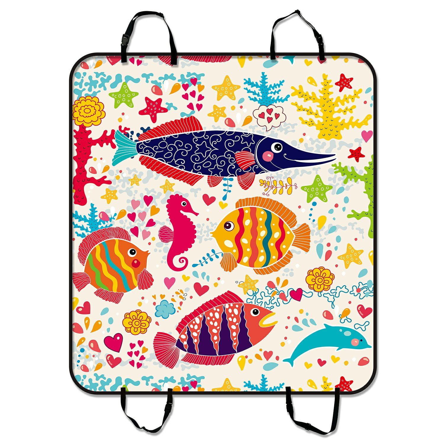 GCKG Cartoon Underwater Sealife Shell Fish Pet Car Seat Cover Dog Car ...