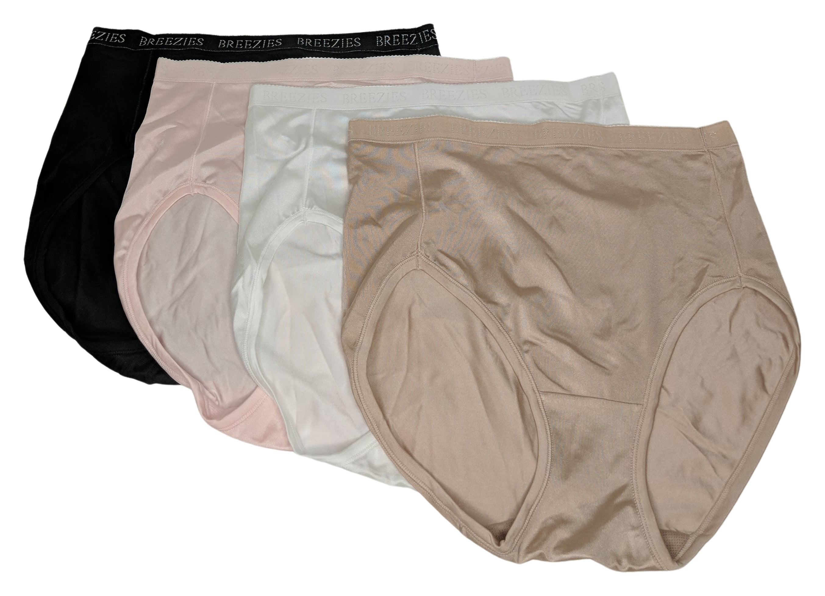 Set Of 4 Breezies Womens Panties Sz M Nylon Microfiber Hi Cut Black