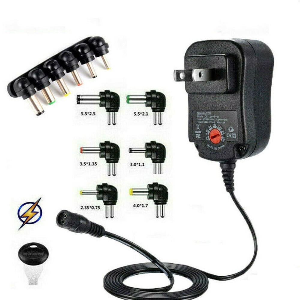 12V AC/DC Adjustable Voltage Power Adapter Supply Electronics Charger ...
