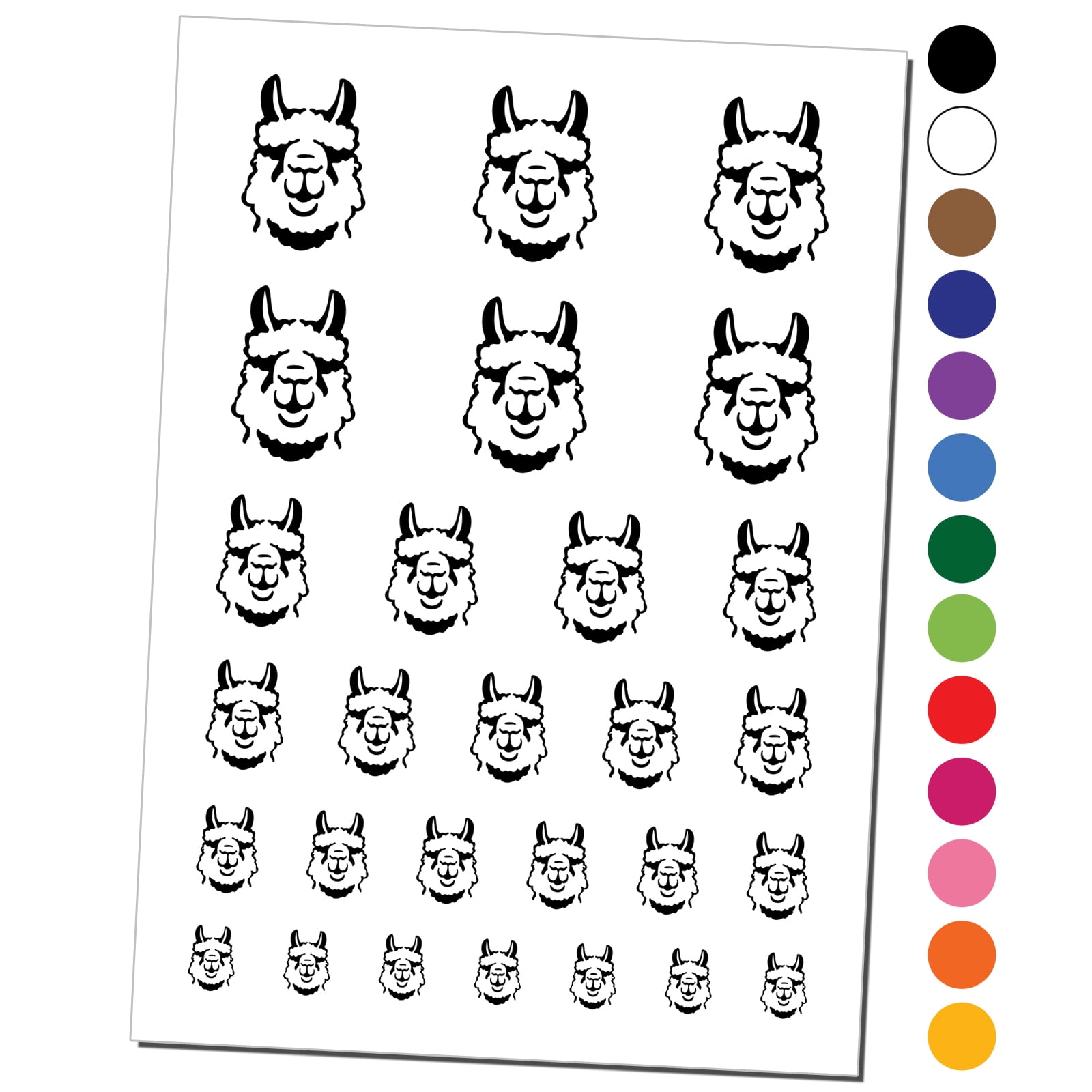 Fluffy Wooly Llama Head Water Resistant Temporary Tattoo Set Fake Body ...