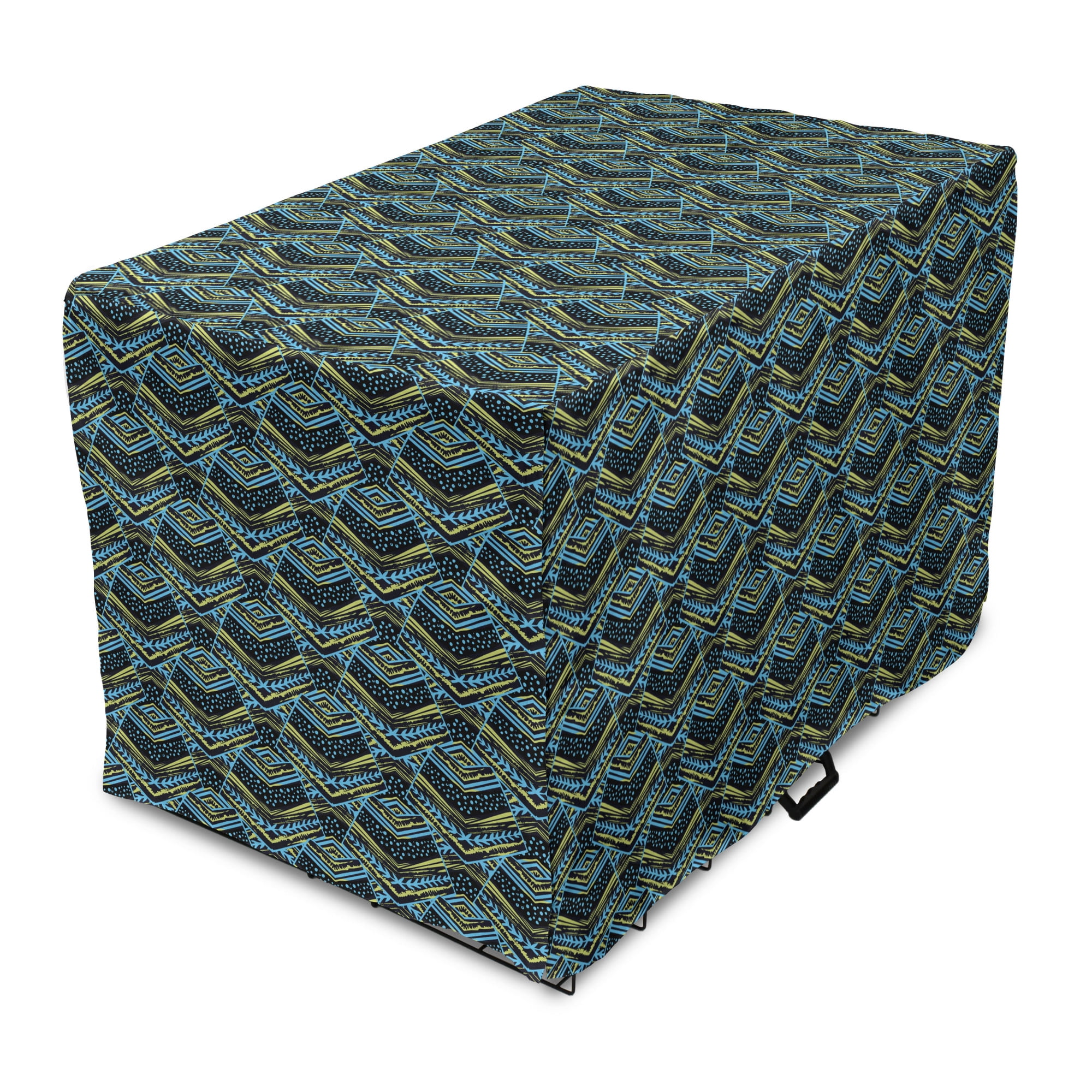 Aztec Dog Crate Cover, Striped Floral Geometric Vivid Motifs in Tones ...