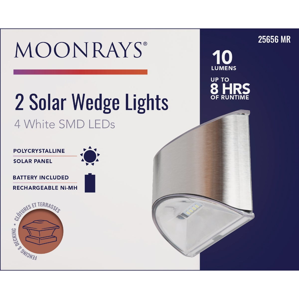 Moonrays 3.94 In. L. Stainless Steel SMD LED Solar Wedge Light (2-Pack ...