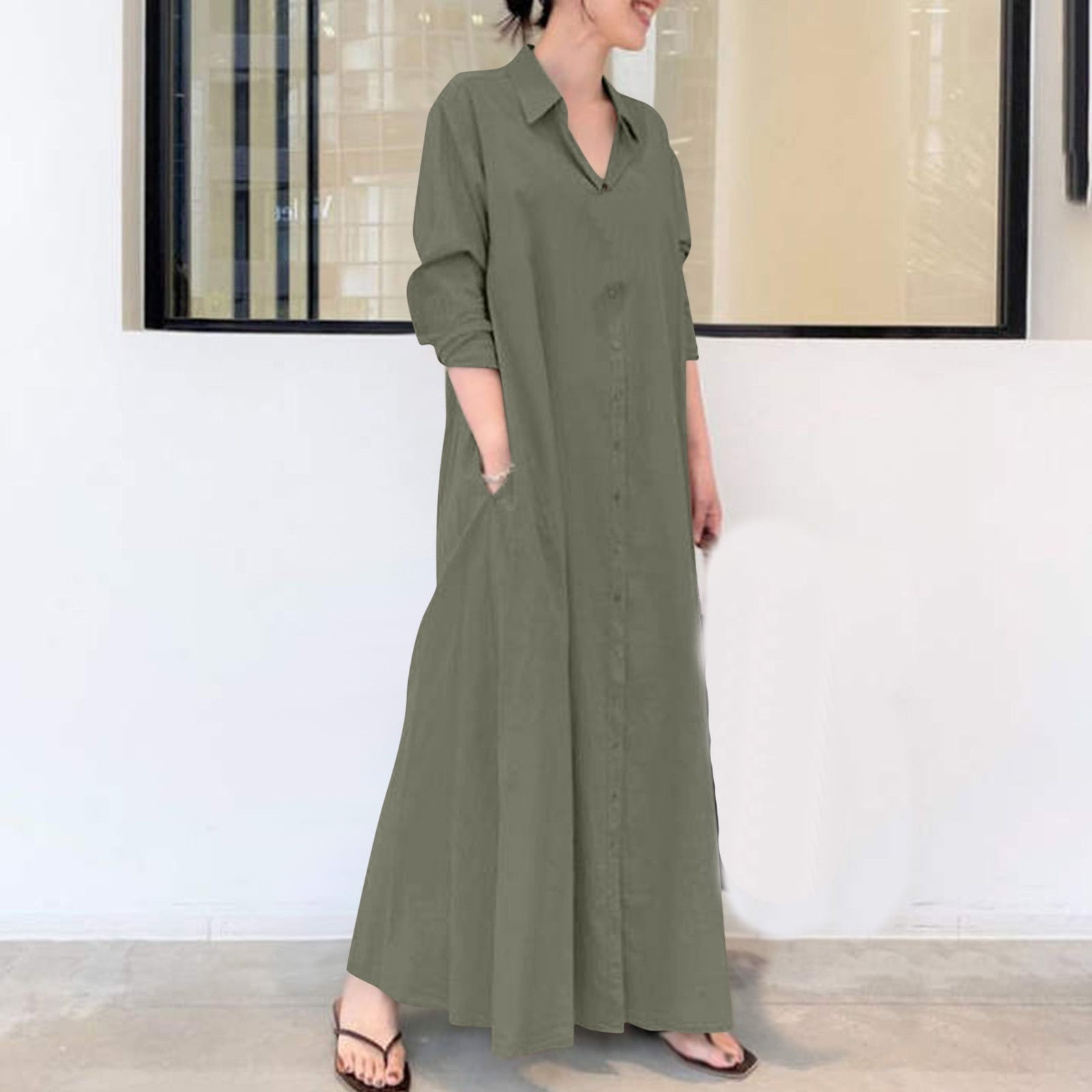 Click here for Meichang Women Cotton Shirt Dresses Casual Loose B... prices