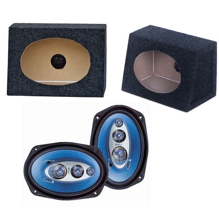 Pyle PL6984 6x9" 400W Car Audio Speakers + 2) 6x9" Speaker Box ...