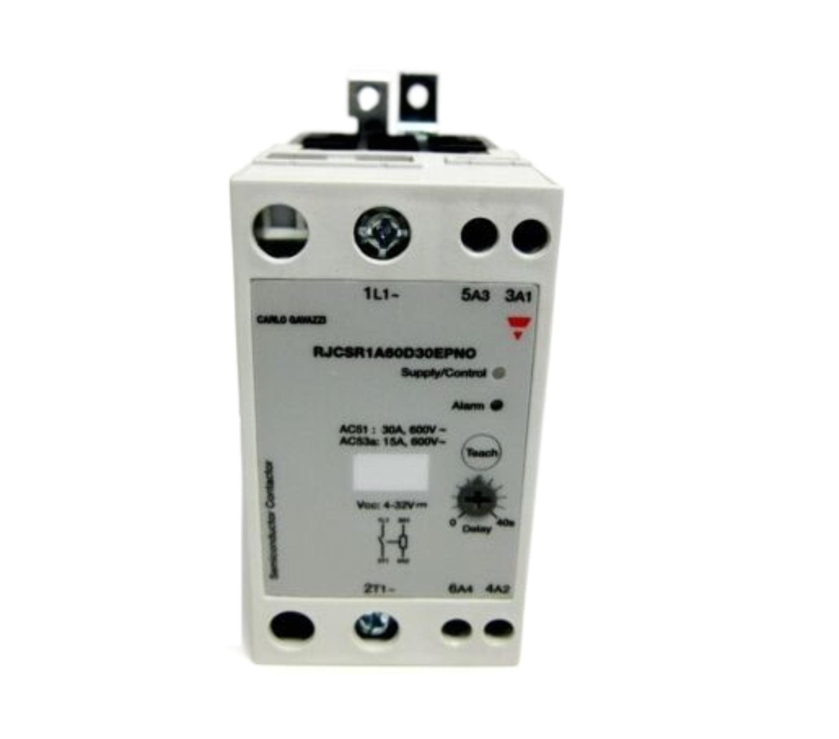 RJCSR1A60D30EPNO Solid State Relay, SPST, 30 A, 660 VAC, DIN Rail, Cage ...