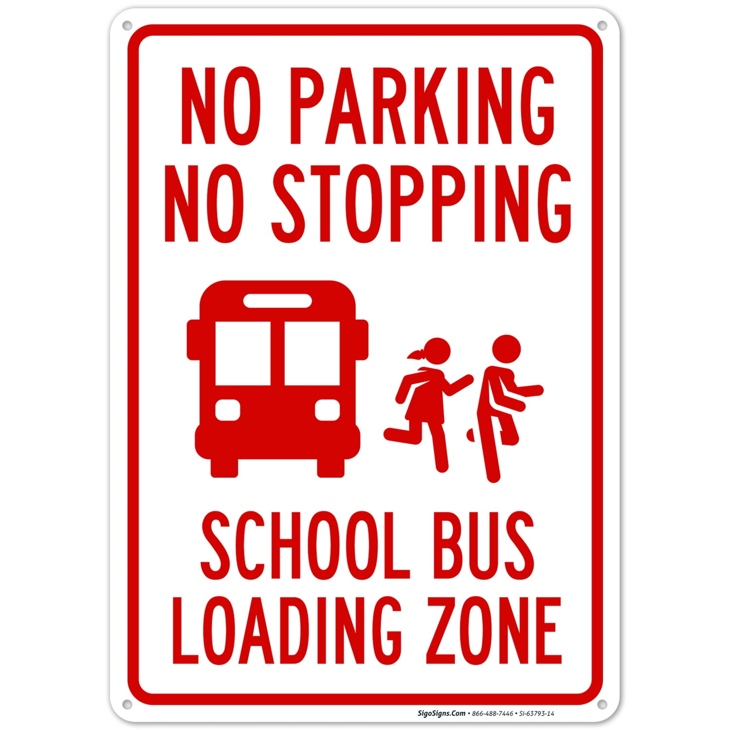 No Parking School Bus Loading Zone Sign, - Walmart.com