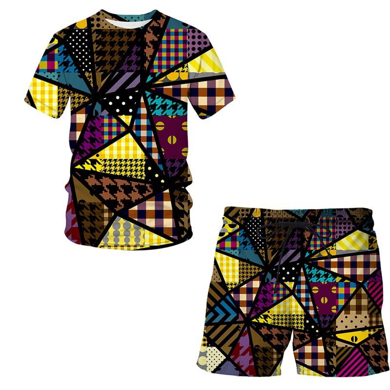 Men Abstract Geometric 3D Digital Printing Tracksuit for Men,2 Piece ...