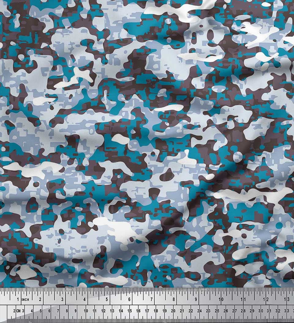 Soimoi Satin Silk Fabric Two Tone With White Camouflage Printed Craft ...
