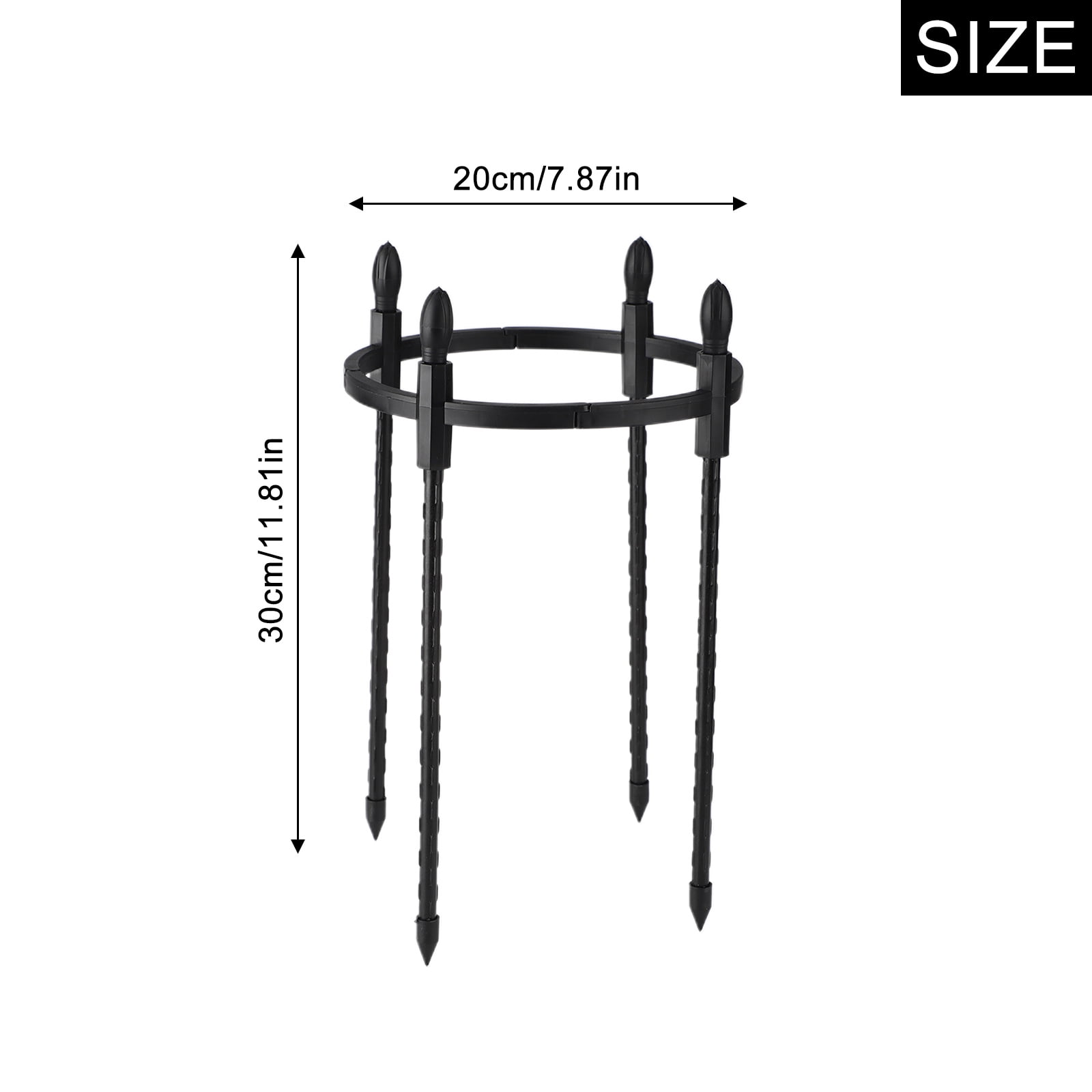 Rack Garden Plant Ring Metal Shelf Black Sturdy Rattan Supports Single ...