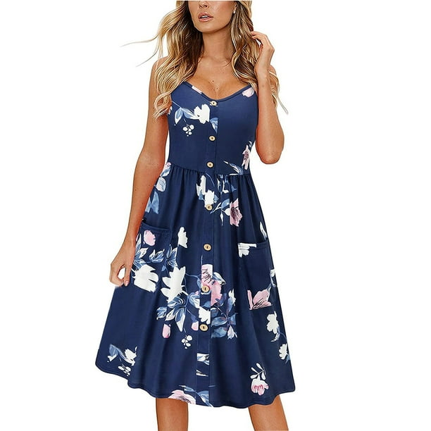 Puntoco Womens Plus Size Clearance Dresses Women Printing V Neck