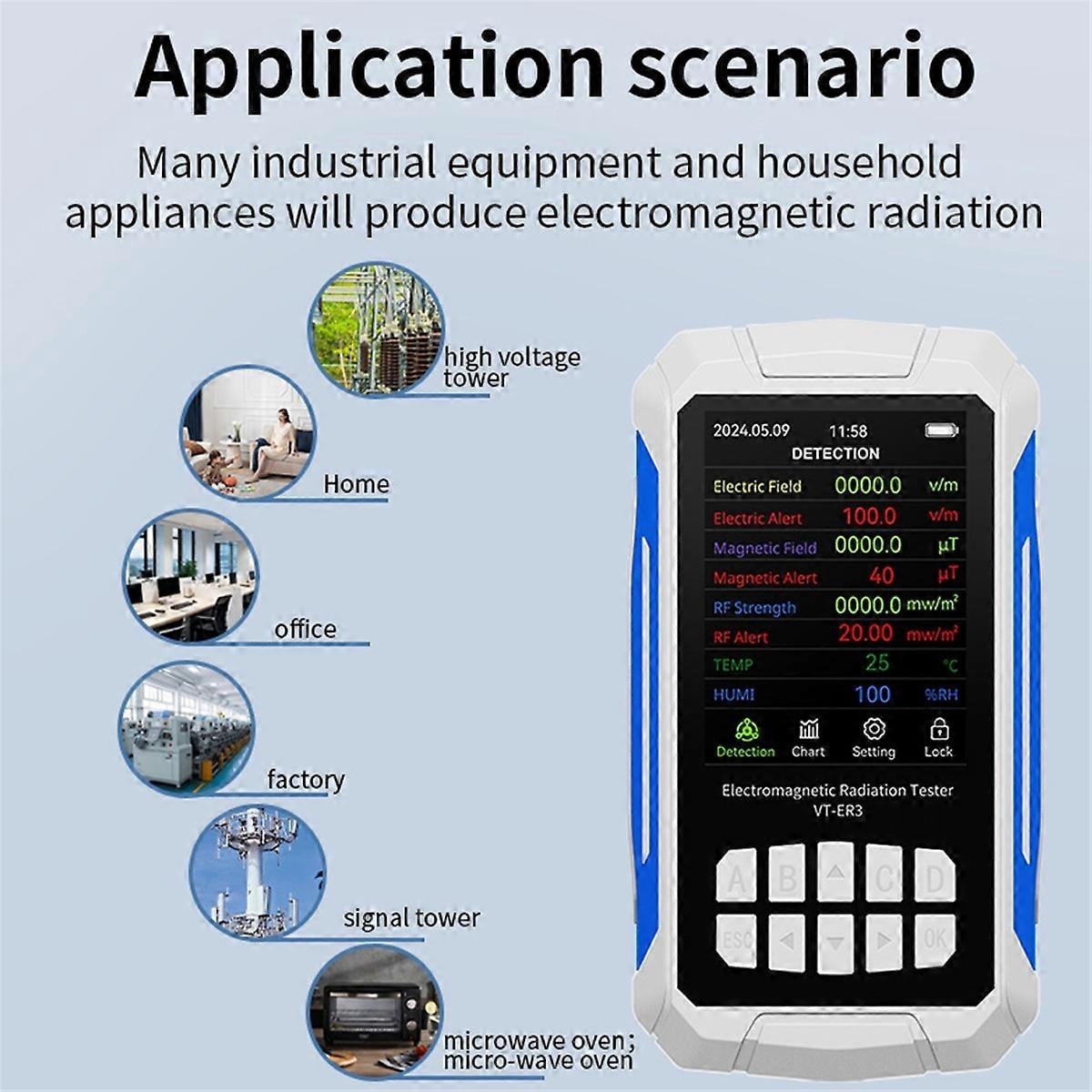 VT-ER3 5-in-1 Electromagnetic Radiation Detector-RF&Electric Field ...