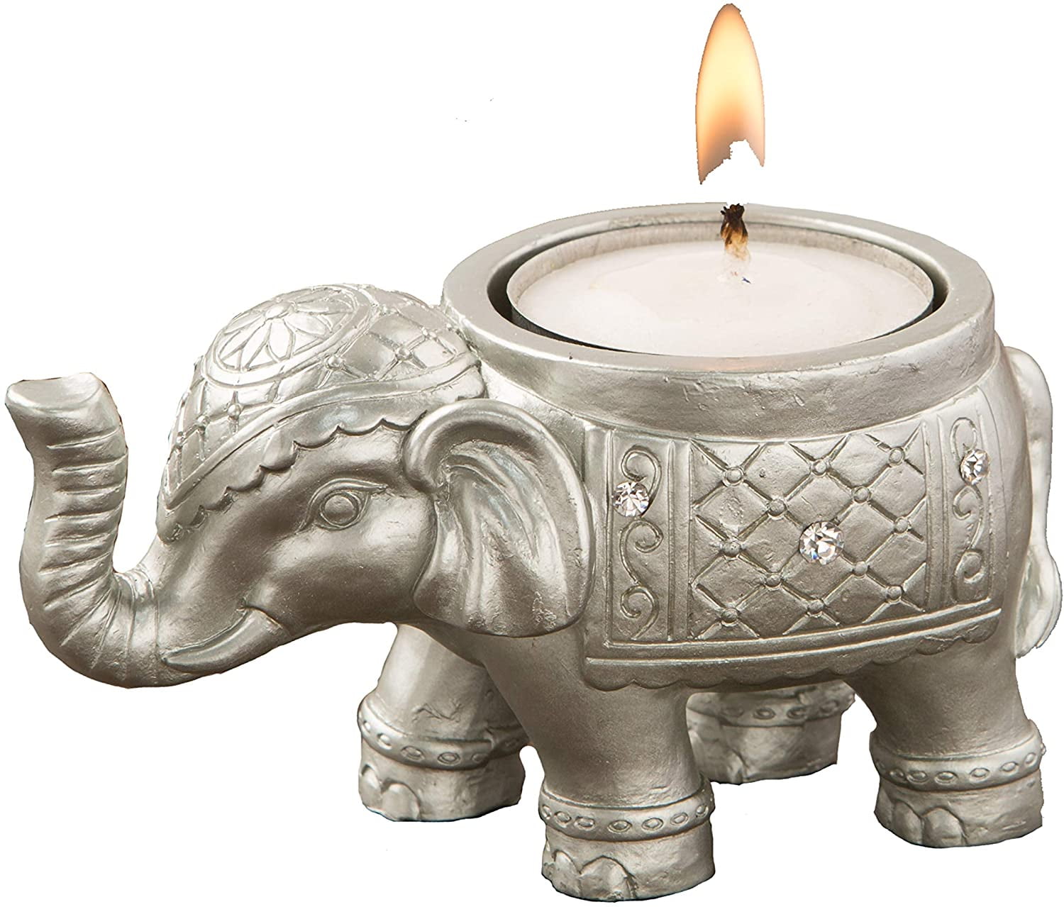 Good luck silver Indian elephant candle holder set of 24 diwali votive ...