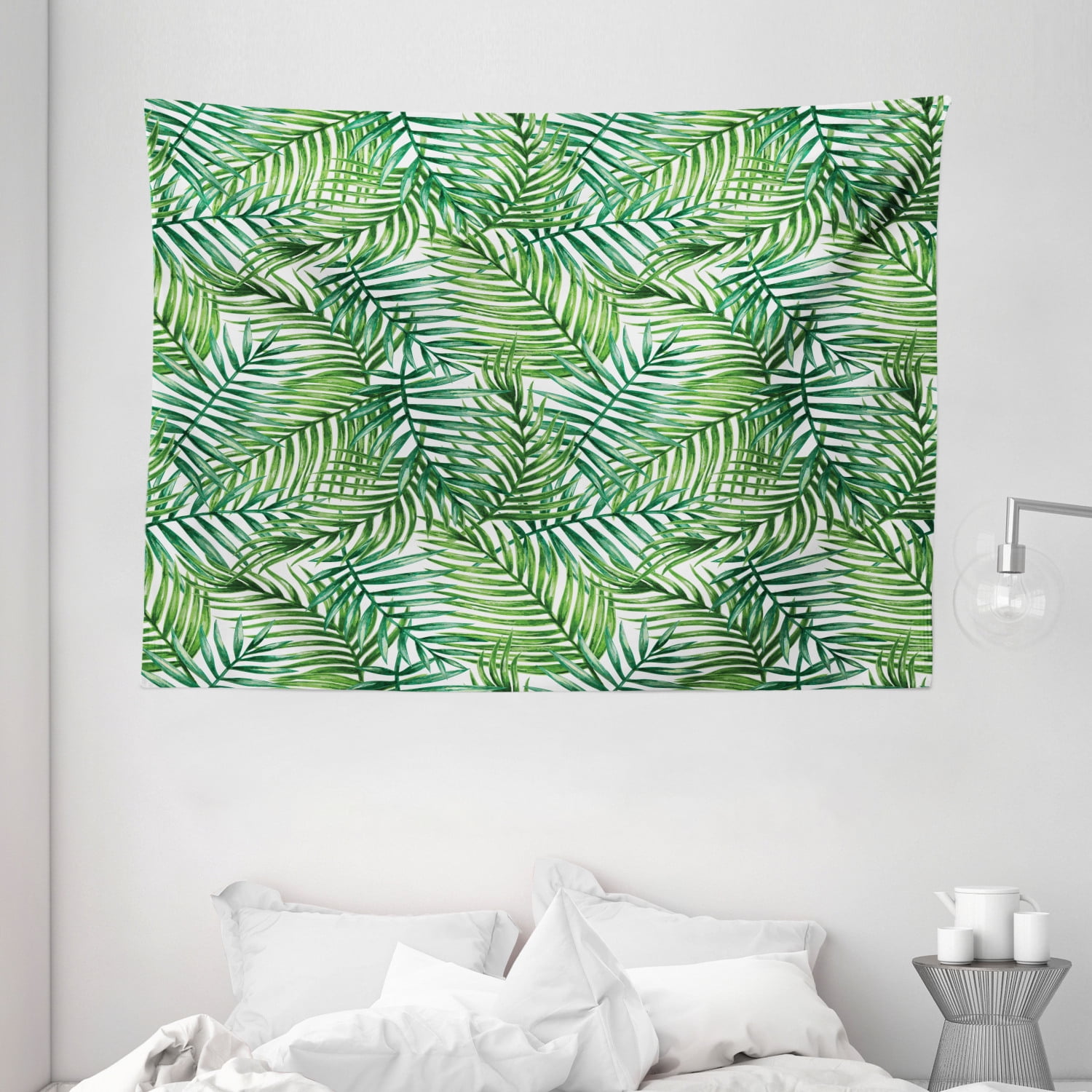 Leaf Tapestry, Watercolor Print Botanical Wild Palm Trees Leaves Ombre ...