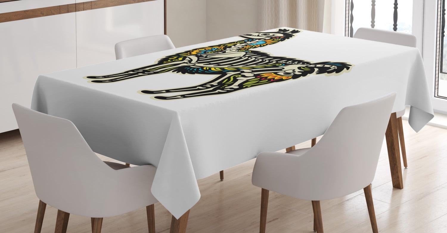 Ambesonne Llama Tablecloth Rectangular Table Cover, Sugar Skull Style ...