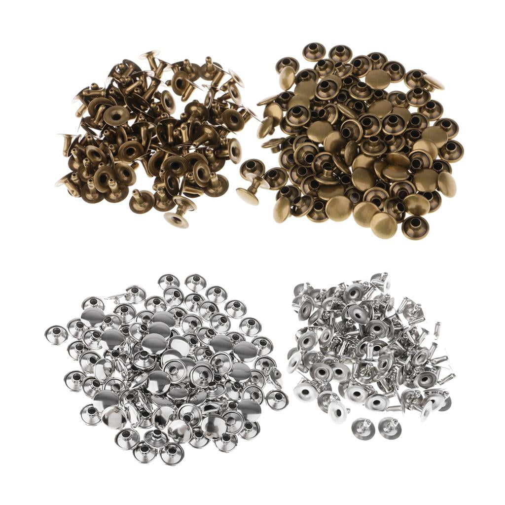 200 Pieces Round Single Rivets Stud Snap Fastener for Leather Jeans ...