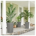 22.8 Inch Outdoor Planters 3-Piece Set, Stone Finish with Wheels ...