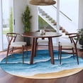 Blue Beach Coastal Round Area Rug 5 FT, Non Slip Bedroom Rugs, Summer ...